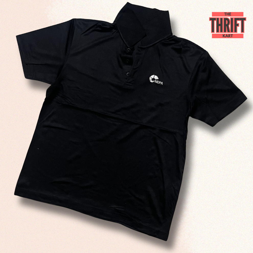 Nepa Formal Solid Black Polo Large | Made in Korea Thrifted – The ...